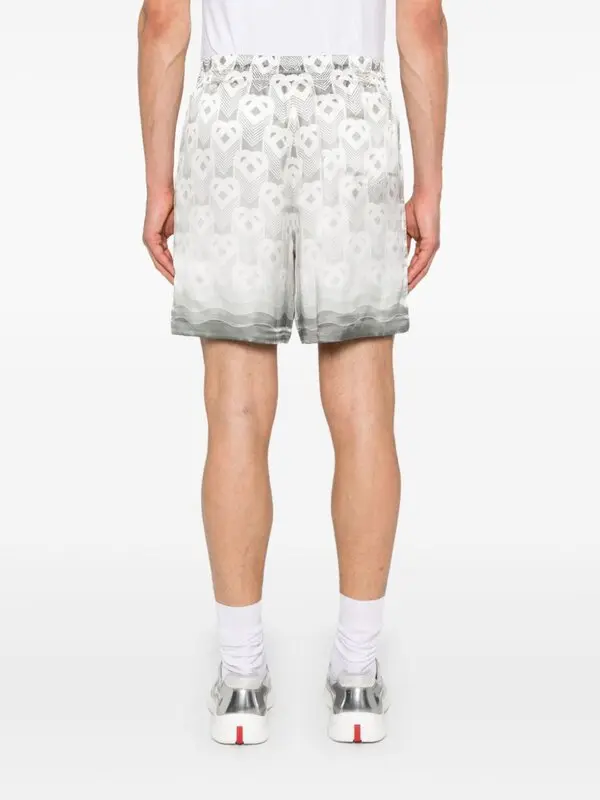 Casablanca Heart-monogram Silk Shorts - Grey