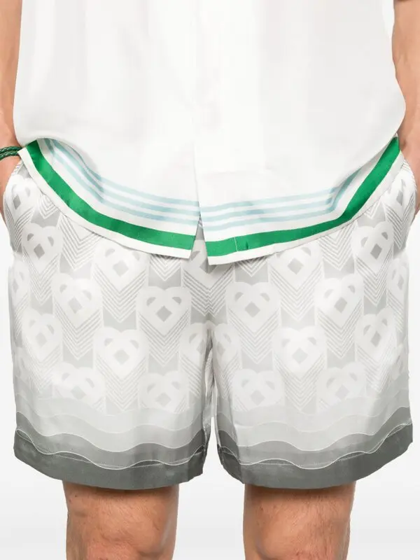 Casablanca Heart-monogram Silk Shorts - Grey