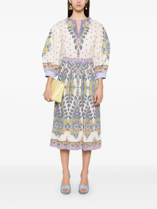 Etro Paisley Print Midi Skirt