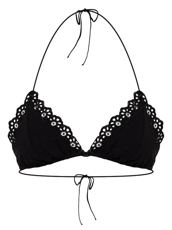 Ulla Johnson Lace-trimmed Bikini Top - Black