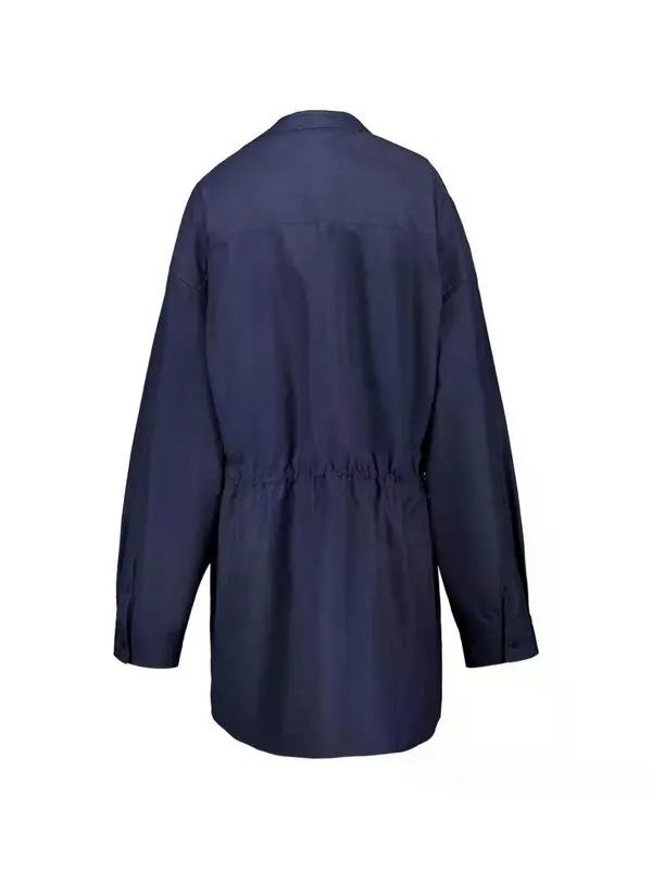 Balenciaga Mock Neck Oversized Mini Dress With Button Front Placket - Blue