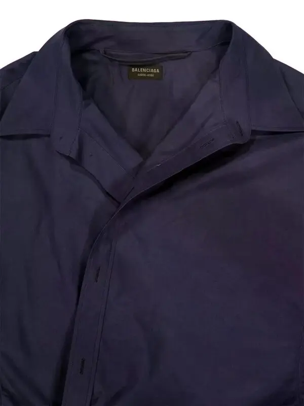 Balenciaga Mock Neck Oversized Mini Dress With Button Front Placket - Blue