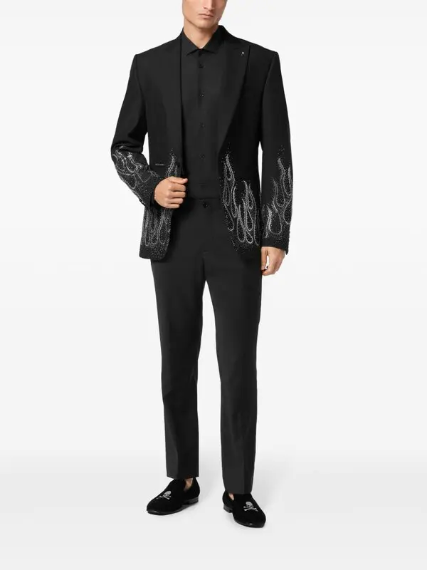 Philipp Plein Rhinestone-flame Embellished Blazer