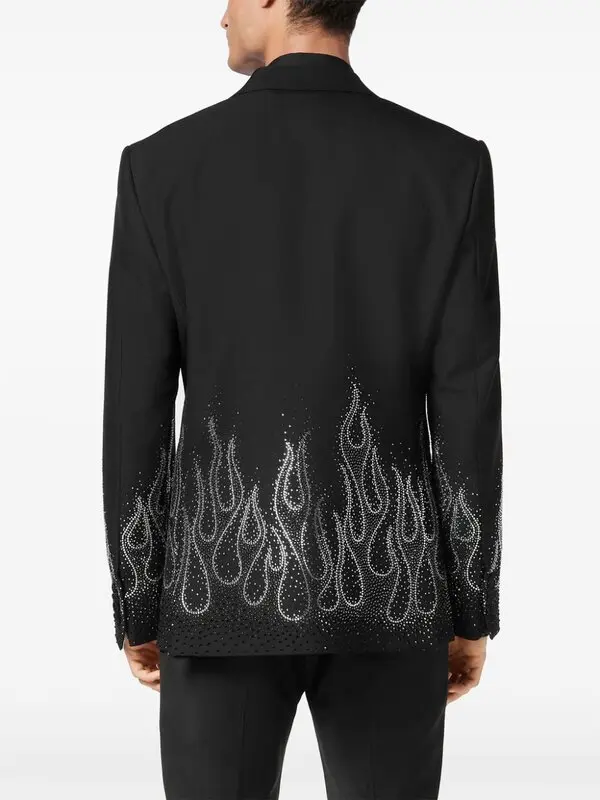 Philipp Plein Rhinestone-flame Embellished Blazer
