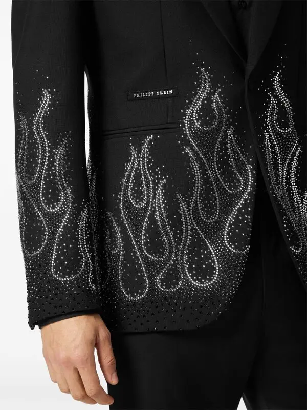 Philipp Plein Rhinestone-flame Embellished Blazer
