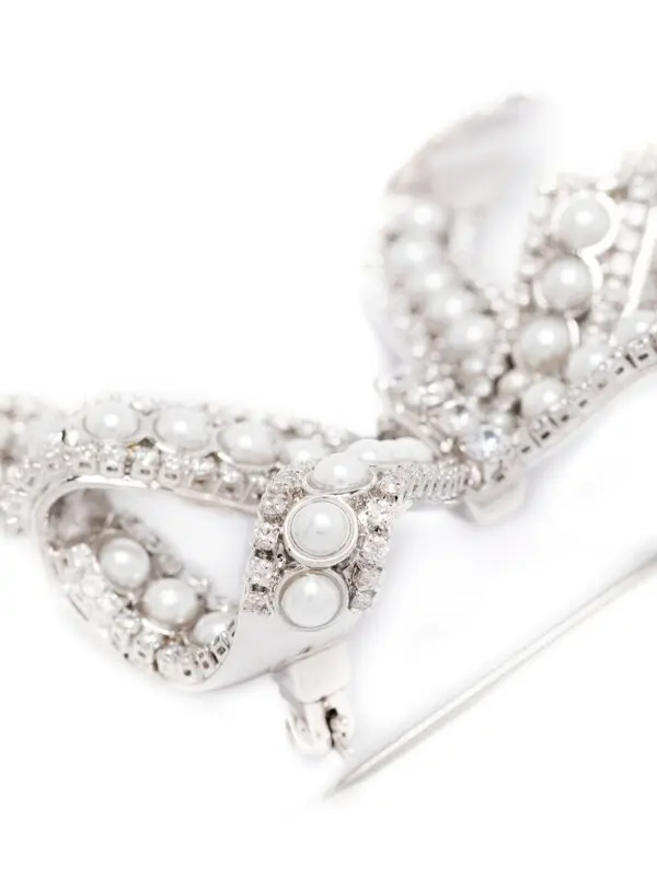 SELF-PORTRAIT Crystal-embellished Bow Brooch