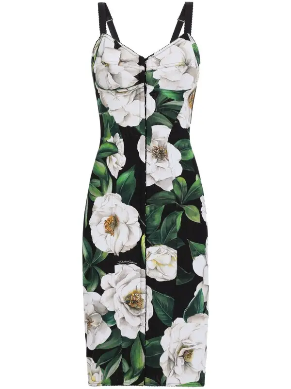 Dolce & Gabbana Mini Floral-print Dress - Black