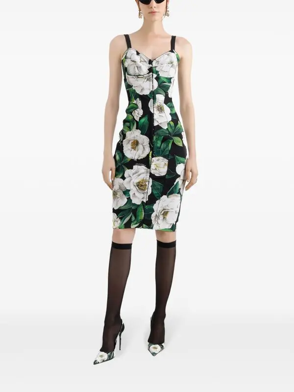 Dolce & Gabbana Mini Floral-print Dress - Black
