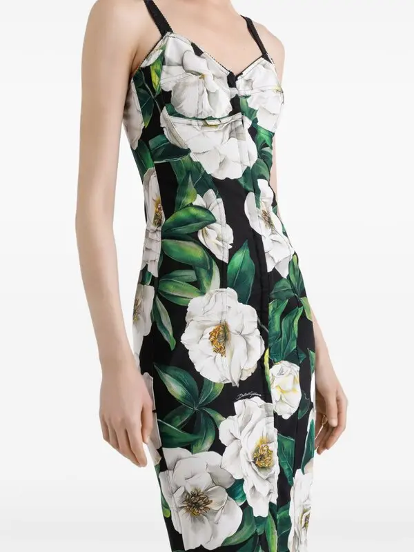 Dolce & Gabbana Mini Floral-print Dress - Black