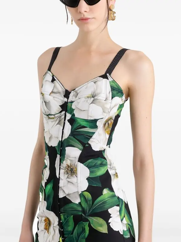 Dolce & Gabbana Mini Floral-print Dress - Black
