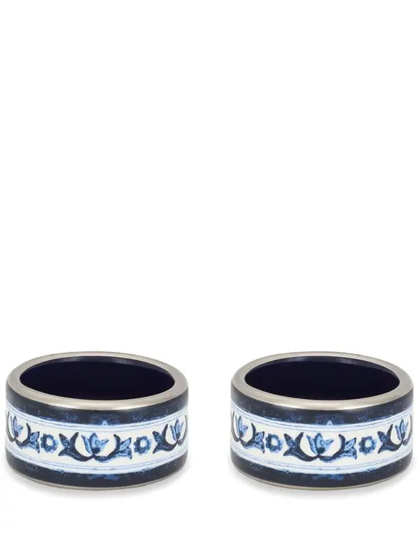 Dolce & Gabbana Small Porcelain Napkin Rings - Blue