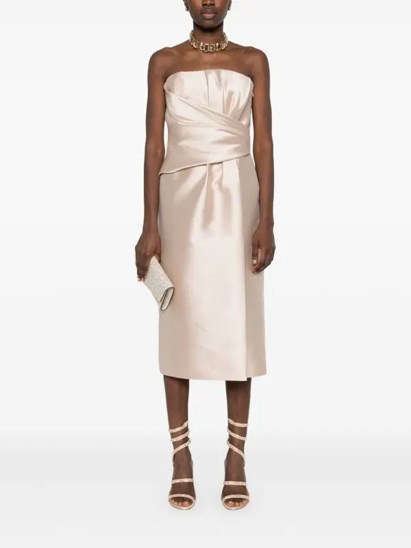 Alberta Ferretti Strapless Midi Dress - Neutrals