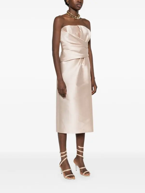 Alberta Ferretti Strapless Midi Dress - Neutrals