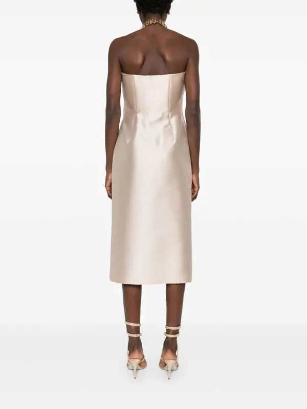 Alberta Ferretti Strapless Midi Dress - Neutrals