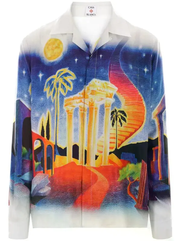 Casablanca Midnight Acropolis Silk Shirt - Blue