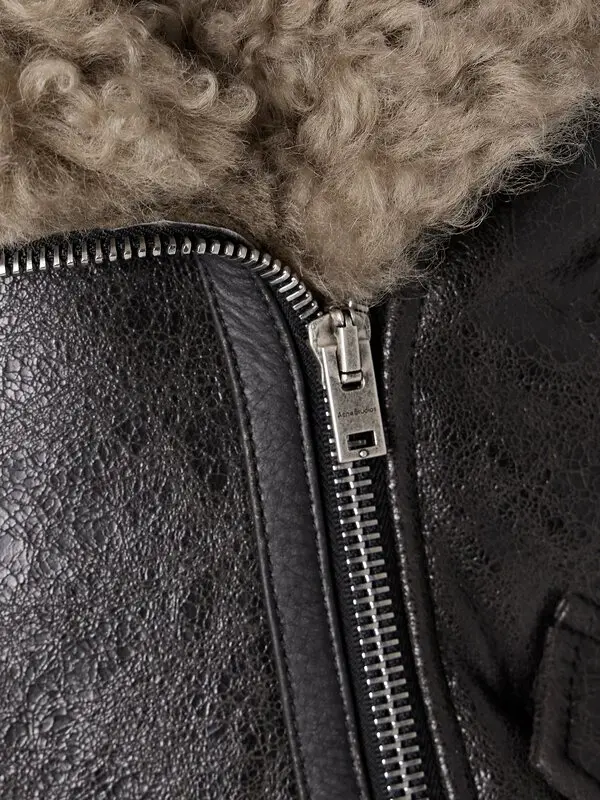 Acne Studios Shearling Leather Jacket - Brown