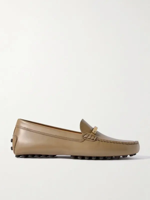 TOD'S Gommino Embellished Leather Loafers - Neutrals