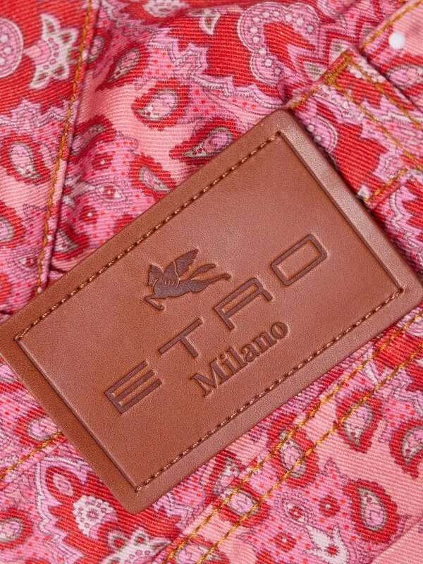 Etro Frayed Paisley-print Denim Shorts