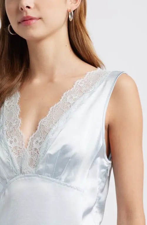 Open Edit Lace Trimmed Slip Dress In Blue Air - 45% Off | Editorialist