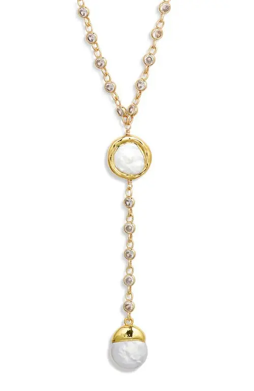 VIDAKUSH Teardrop Freshwater Pearl Pendant Y-necklace - Gold