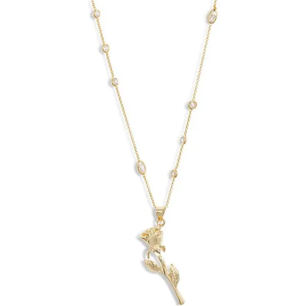 VIDAKUSH Rose Pendant Raindrop Chain Necklace - Gold