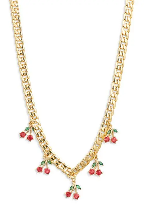 VIDAKUSH Cherry Pie Curb Chain Necklace - Gold