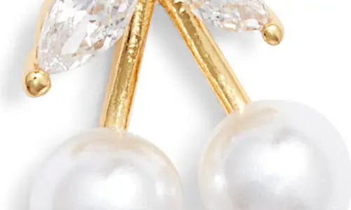 VIDAKUSH Faux Pearl Cherry Pendant Necklace