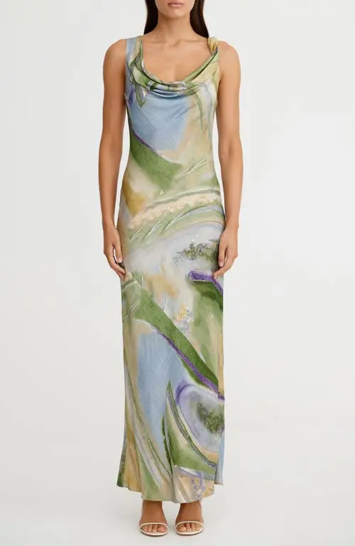 Significant Other Bianca Marble Print Slipdress