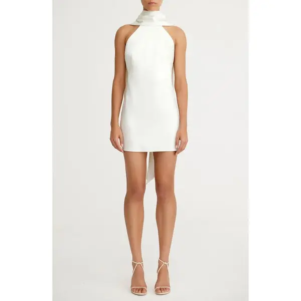 Significant Other Lucile Scarf Detail Halter Neck Minidress - Bone