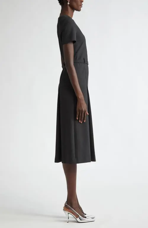 St. John Luxe Ponte A-line Belted Dress