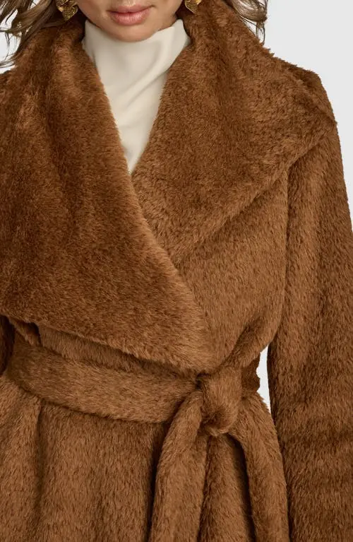 Donna Karan New York Faux Fur Wrap Coat