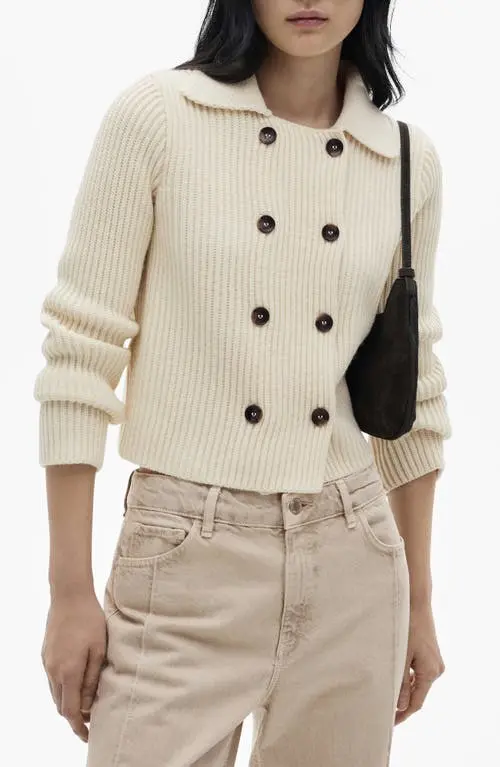 Mango Double-breasted Ribbed Sweater Jacket