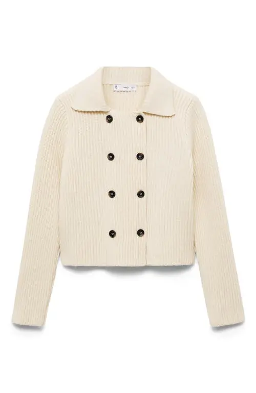 Mango Double-breasted Ribbed Sweater Jacket