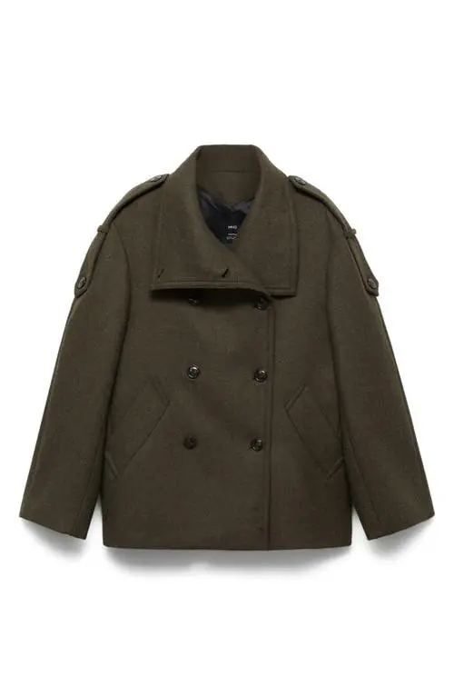 Mango Double-breasted Coat With Stand Collar