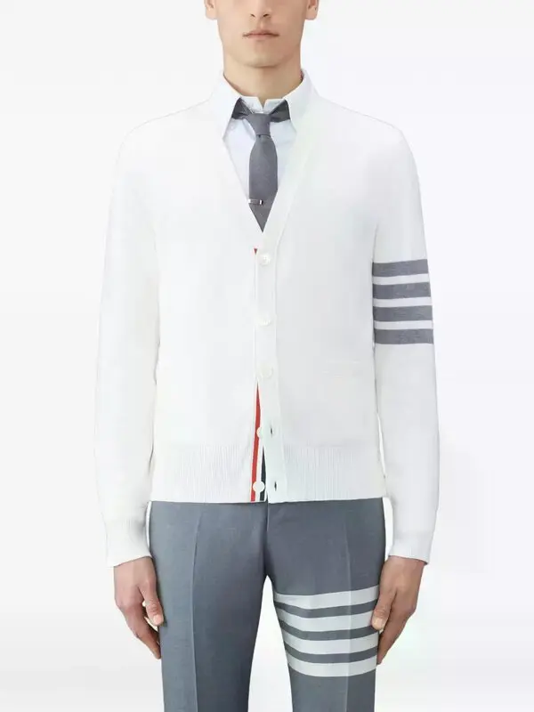 Thom Browne Stripe-detail Cotton Cardigan - Black