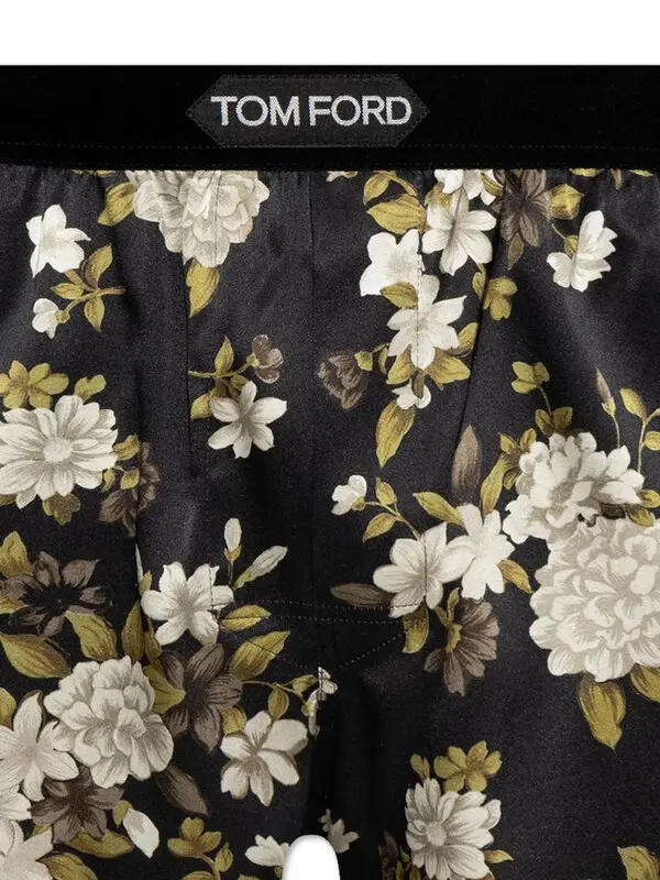 TOM FORD Floral-print Satin Boxers - Black