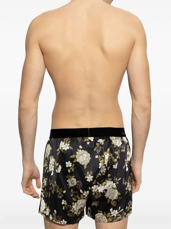 TOM FORD Floral-print Satin Boxers - Black