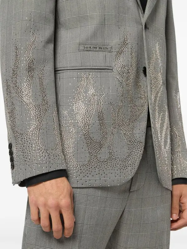 Philipp Plein Rhinestone-flame Embellished Blazer