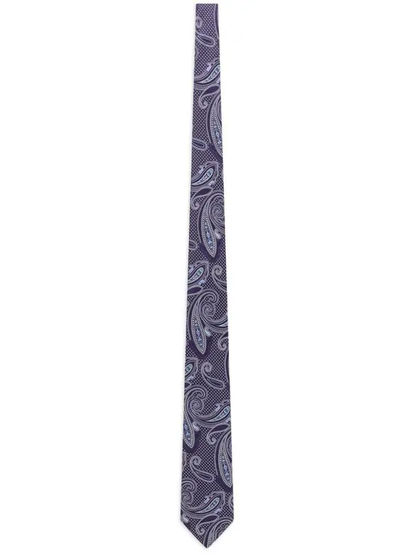 Etro Printed Silk Tie - Purple