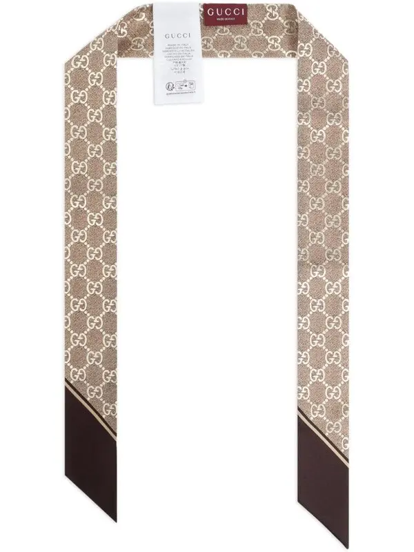 Gucci Gg Silk Neck Bow - Brown