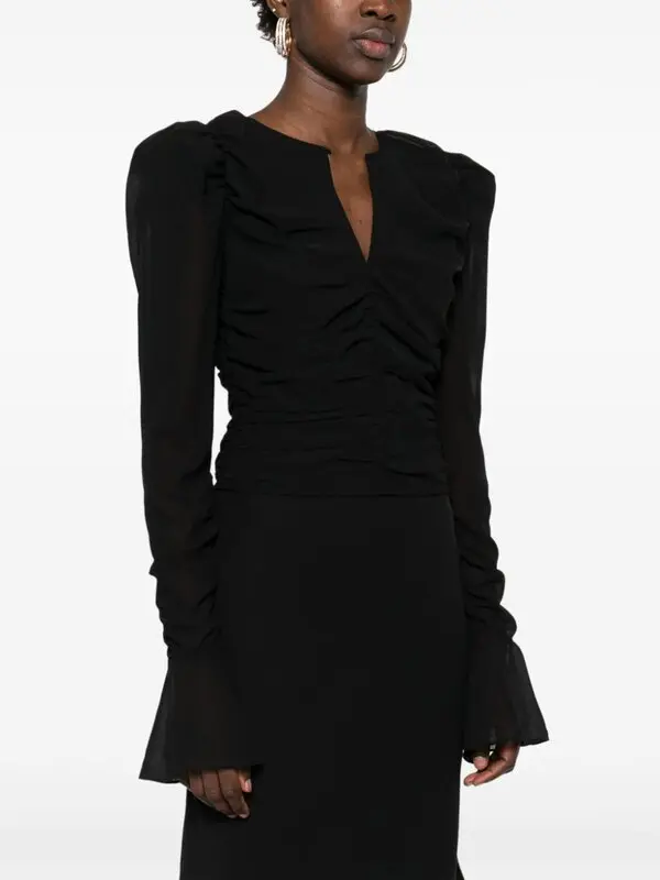 ROTATE BY BIRGER CHRISTENSEN Chiffon Long-sleeve Top - Black