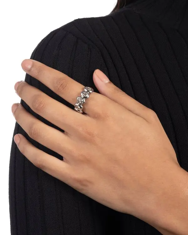 Alexis Bittar Molten Navette Bezel Ring - Silver