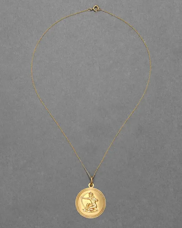 Alexis Bittar Vintage 1980s Zodiac Archer Medallion Necklace - Gold