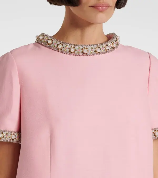 Valentino Garavani Crepe Couture Embroidered Minidress - Pink