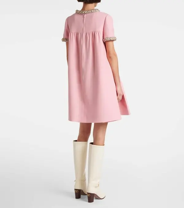 Valentino Garavani Crepe Couture Embroidered Minidress - Pink