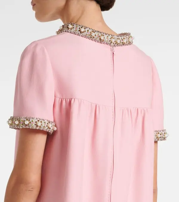 Valentino Garavani Crepe Couture Embroidered Minidress - Pink