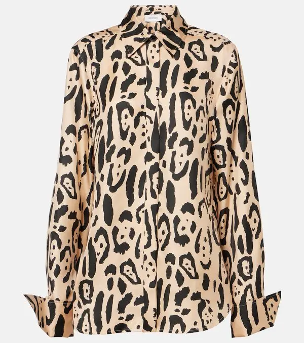 Sportmax Armony Leopard-print Silk Top - Brown