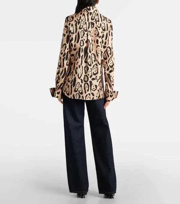 Sportmax Armony Leopard-print Silk Top - Brown