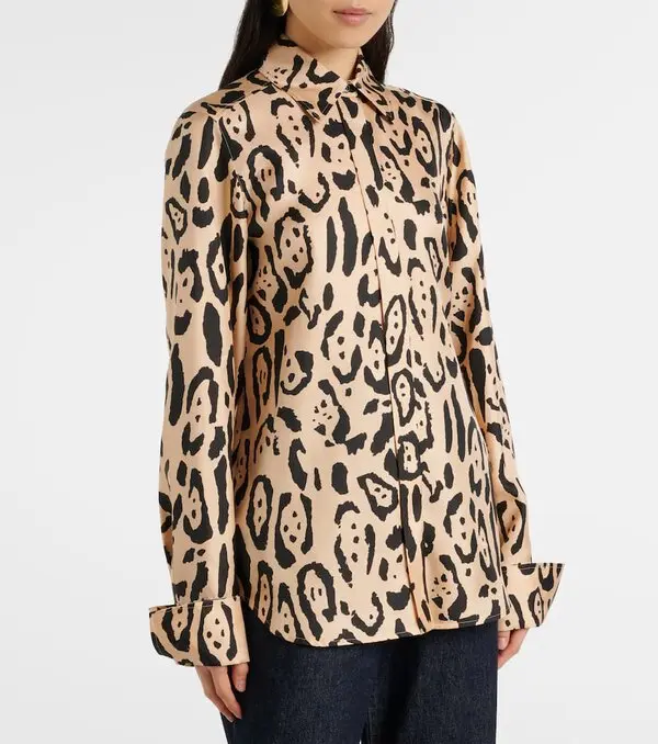 Sportmax Armony Leopard-print Silk Top - Brown