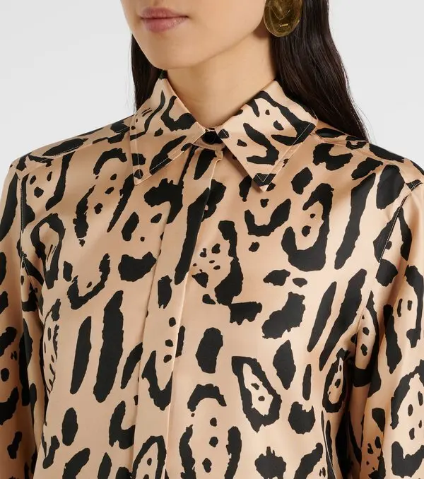 Sportmax Armony Leopard-print Silk Top - Brown